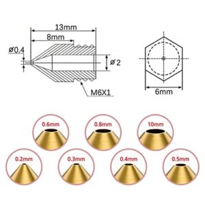 24Pcs MK8 3D Printer Nozzles Extruder nozzles Kit 0.4mm,0.2mm,0.3mm,0.5mm,0.6mm,0.8mm,1.0mm Brass Nozzles with 5Pcs Stainless Steel Cleaning Needle for for Creality CR-10, Ender 3/ pro/v2/5, Prusa i3