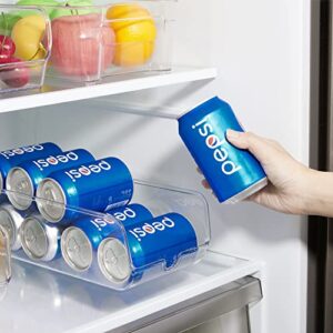 Vtopmart 4 Pack Soda Can Organizer for Refrigerator, Fridge Drink Can Holder for Pantry, Fridge Can Dispenser, Can Organizer Bins Clear