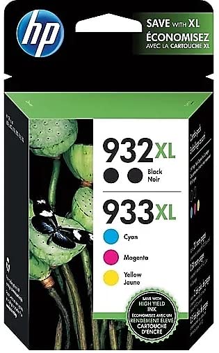 HP 933Xl / 932Xl (N9h69fn) Ink Cartridges (Cyan Magenta Yellow Black) 5-Pack in Retail Packaging