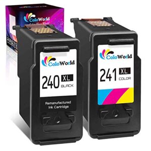 coloworld remanufactured ink cartridge replacement for canon pg-240xl cl-241xl for pixma mg3620 mg3600 mx452 mg2120 mg3520 mx472 mg3220 mx432 mg2220 mx512 mg3122 mg3222 printer (1 black, 1 color)