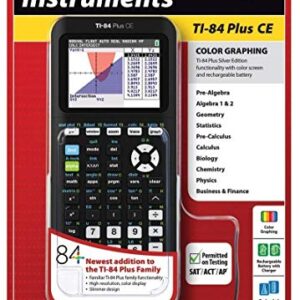 Texas Instruments TI-84 Plus CE Graphing Calculator, Black (Renewed)