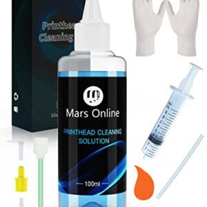 Mars Online Printhead Cleaning Kit Inkjet Printer Head Cleaner Compatible for HP / Epson / Brother / Canon 8600 8610 8035 8710 6700 6900 / Epson 1430 2720 et-2720 et-2750, 100ML, Kit 2