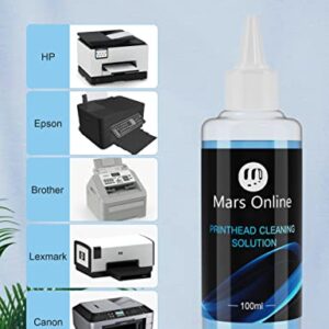 Mars Online Printhead Cleaning Kit Inkjet Printer Head Cleaner Compatible for HP / Epson / Brother / Canon 8600 8610 8035 8710 6700 6900 / Epson 1430 2720 et-2720 et-2750, 100ML, Kit 2