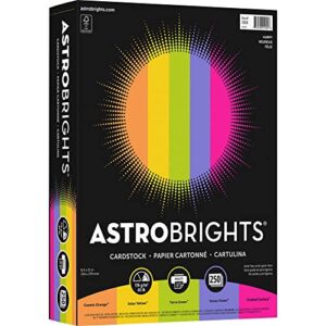 Astrobrights Colored Cardstock, 8.5" x 11", 65 lb., Happy Assortment, 250 Sheets