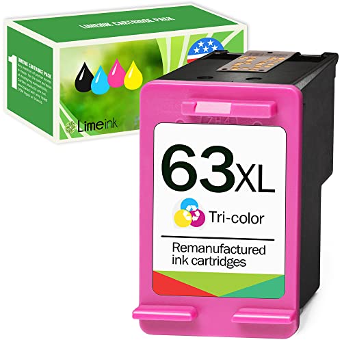 Limeink 1 Color Remanufactured Ink Cartridge 63XL 63 XL High Yield for HP Envy 4512 4520 Deskjet 3632 2130 2132 1110 1111 3636 3637 1112 3630 3634 OfficeJet 3830 3833 4650 4652 4655 5255 5258 Printer