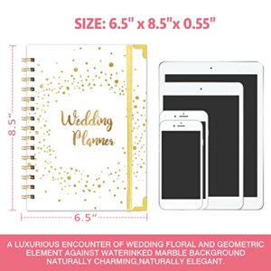 Wedding Planner - Wedding Planning Book, 8.4" x 6.3", Great Wedding Planner Book and Organizer with Hardcover and Elastic Binder for Couples, Timeline & Calendar, Guest Planning, Venues & Suppliers