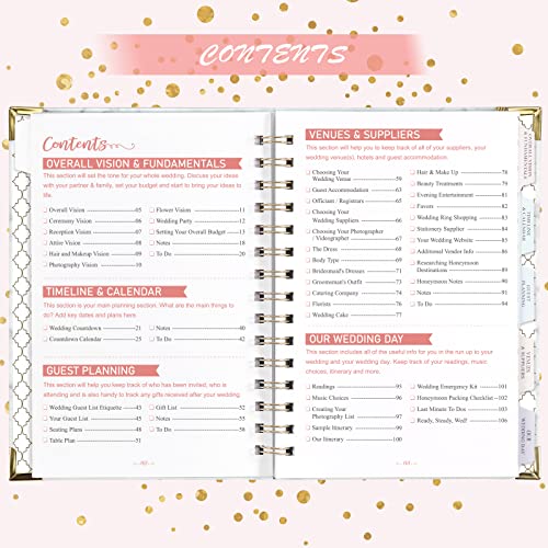 Wedding Planner - Wedding Planning Book, 8.4" x 6.3", Great Wedding Planner Book and Organizer with Hardcover and Elastic Binder for Couples, Timeline & Calendar, Guest Planning, Venues & Suppliers