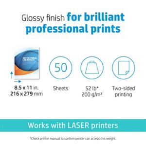 HP Professional Business Paper, Glossy, 8.5x11 in, 52 lb, 50 sheets, works with laser printers (4WN11A)