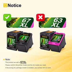 67XL Black Ink Cartridges High Yield Replacement for HP 67 Ink 67XL for Envy 6055e 6055 6052 6075 Envy Pro 6455 6455e 6475 6452 6458 DeskJet 2755e 2755 4052 4155 Printer (3 Black)