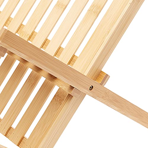 Amazon Basics Folding 2-Tier Wide-Slat Bamboo Dish Drying Rack - Collapsible, Natural