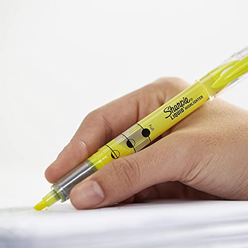 Sharpie Accent Pen-Style Liquid Highlighter - Micro Marker Point Type - Chisel Marker Point Style - Yellow Ink, Dozen