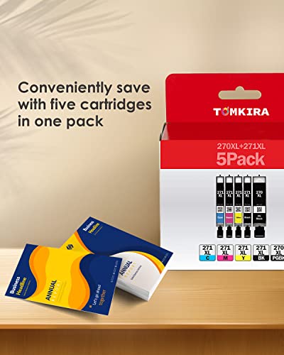 TOMKIRA PGI-270XL CLI-271XL 5 Color Value Pack Compatible with Canon Ink Cartridges 270 XL and 271 Combo High Yield to Use PIXMA MG6821 MG7720 TS9020 TS6020 MG6820 MG5720 (PGBK/C/M/Y/K)