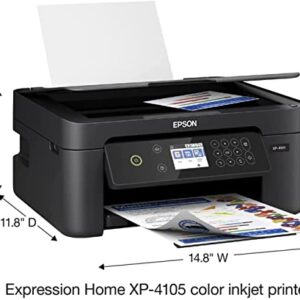 Epson_Printer XP 41 Series, All-in-One Wireless Color Inkjet Printer, Black, Print Copy Scan, 2.4" LCD, Hi-Speed USB, Auto 2-Sided Printing, Voice Activated, with MTC Printer Cable