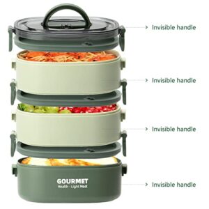 GLCSC Bento Box Adult Lunch Box, Leak-Proof, BPA-Free Stacking Bento Box Lunch Box, (3-Tier) Portable Stackable Food Container Storage Boxes for Work School Camping (Green)