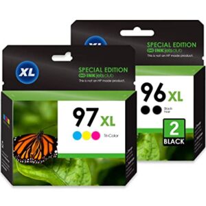 InkjetsClub Remanufactured Ink Cartridge Replacement for 3 HP 96 & HP 97 Ink Cartridge Value Pack. Includes 2 96 Black & 1 97 Color Compatible Ink Cartridges