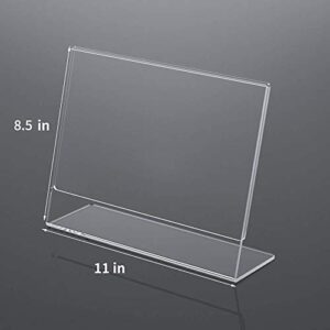 NIUBEE Acrylic Sign Holder 8.5x11 Inches 3 Pack Landscape, Slant Back Clear Paper Frames, Plastic Flyer Display Holder, Document Menu Table Stand for Office, Store, Restaurant -Horizontal