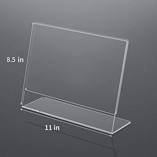 NIUBEE Acrylic Sign Holder 8.5x11 Inches 3 Pack Landscape, Slant Back Clear Paper Frames, Plastic Flyer Display Holder, Document Menu Table Stand for Office, Store, Restaurant -Horizontal