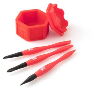 sili glue pod and 3 sili micro glue brushes with multi purpose sealable lid/glue brush holder • fine tip • chiseled tip and flat tapered tip brushes for arts • crafts • models and woodworking