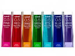 uni nanodia color mechanical pencil leads 0.5mm 7 color set, 7 pack/total 140 leads