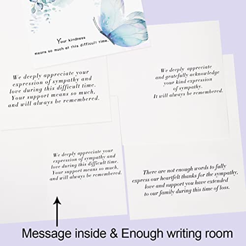 50 Pack Funeral Thank You Cards with Envelopes, Stickers & Message Inside, 4×6 in Watercolor Flowers Butterflies Bereavement Sympathy Thank You Cards for Funeral Family Friends Loved Ones Celebration of Life