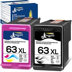 inkspirit remanufactured ink cartridge replacement for hp 63xl 63 xl combo pack for officejet 5200 5212 5255 3830 4652 4655 5258 4650 deskjet 3630 2130 1112 envy 4520 4512 printers ( 1 black 1 color)