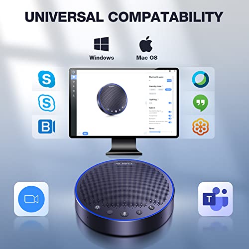 EMEET Bluetooth Speakerphone, M3 Zoom Certified Conference Speaker and Microphone w/4 AI Mics 360° Voice Pickup 18H Talk Time Noise Reduce, USB Speakerphone w/Daisy Chain for 20 People for Zoom Teams