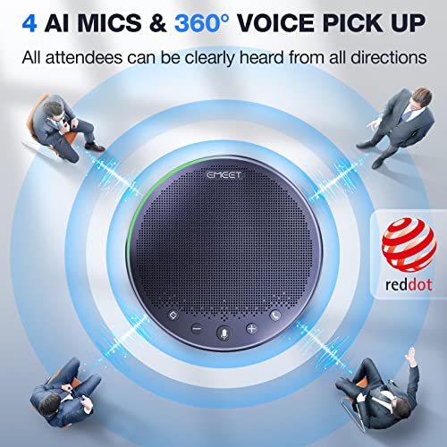 EMEET Bluetooth Speakerphone, M3 Zoom Certified Conference Speaker and Microphone w/4 AI Mics 360° Voice Pickup 18H Talk Time Noise Reduce, USB Speakerphone w/Daisy Chain for 20 People for Zoom Teams