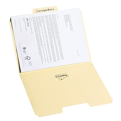 Smead SuperTab Heavyweight File Folder, Oversized 1/3-Cut Tab, Letter Size, Manila, 50 Per Box (10401)