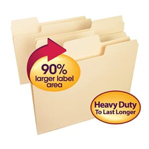 Smead SuperTab Heavyweight File Folder, Oversized 1/3-Cut Tab, Letter Size, Manila, 50 Per Box (10401)