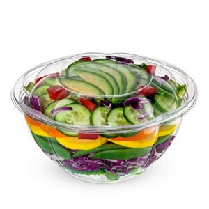 comfy package [50 sets – 32 oz.] clear plastic salad bowls to go with airtight lids