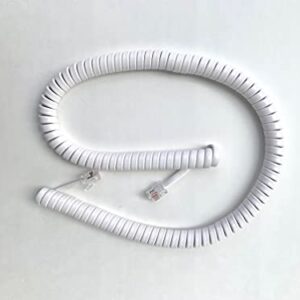 The VoIP Lounge Replacement 12 Foot White Handset Curly Cord for AT&T Phone (12 Feet Fully Stretched, 20-22 Inches Coiled - See Full Description Below)