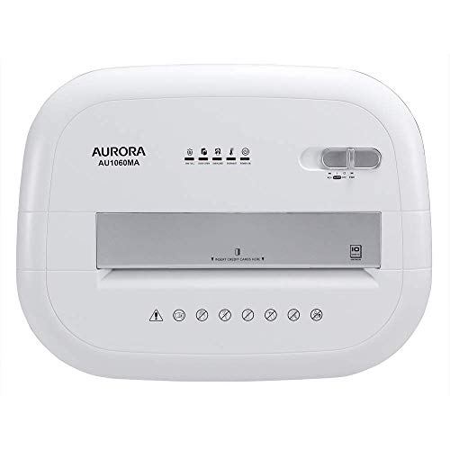 Aurora AU1060MA Professional Grade 10-Sheet High Security Micro-Cut Paper and Credit Card Shredder/ 60 Minutes/Security Level P-5, White, AU1060MA 10-sheet High Security Microcut