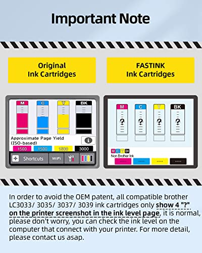 Compatible Brother LC3035 Ink Cartridges | High-Yield | 4 Pack | Latest Chipset ,Work with Brother MFC-J995DW, MFC-J805DW, MFC-J815DW XL for Brother LC3033 Ink Cartridges