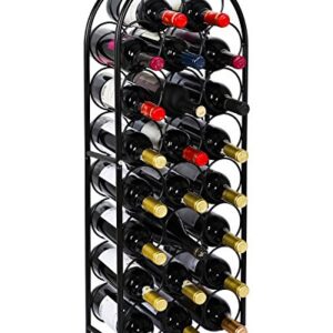 PAG 23 Bottles Arched Freestanding Floor Metal Wine Rack Wine Bottle Holders Stands, Black