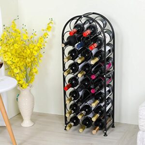 PAG 23 Bottles Arched Freestanding Floor Metal Wine Rack Wine Bottle Holders Stands, Black