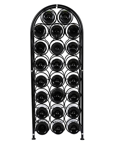 PAG 23 Bottles Arched Freestanding Floor Metal Wine Rack Wine Bottle Holders Stands, Black