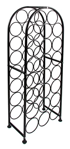 PAG 23 Bottles Arched Freestanding Floor Metal Wine Rack Wine Bottle Holders Stands, Black