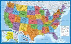 laminated usa map – 18″ x 29″ – wall chart map of the united states of america – made in the usa – updated (laminated, 18″ x 29″)