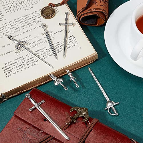 30 Pieces Antique Swords Knife Bookmark Sword Charms Pendants Bookmarks for Book Lovers Presents Reading Crafting DIY (Anti Silver)