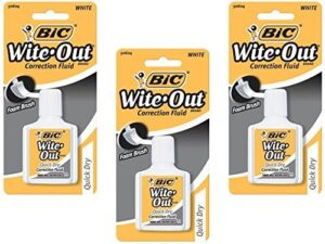 wite out quick dry correction fluid, 0.7 fl oz (pack of 3)