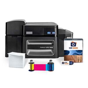 fargo dtc1500 single side id card printer & supplies bundle with card imaging software 51400