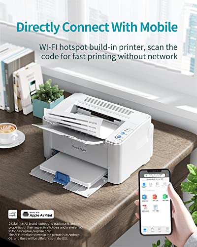 Pantum Wireless Small Laser Printer Black and White Monochrome Laser Printer for Home Use with Mobile Printing and School Student, P2502W with PB-211 Toner