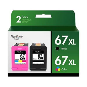 valuetoner supply ink cartridges replacement for hp 67xl 67 xl for envy 6055 6055e 6052 6058 6075 envy pro 6400 6455 6455e 6452 6458 deskjet 1255 2732 2752 2755 2755e 4140 4155 4155e printer 2-pack