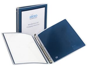 avery flexi-view 3 ring binder, 1/2 inch round rings, 1 navy blue binder (15766)