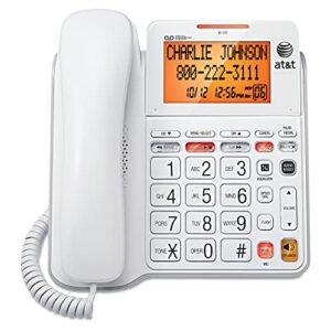 at&t cl4940 corded standard phone with answering system and backlit display, white (renewed)