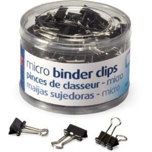 officemate micro size binder clips, black, 100 per tub (31030)