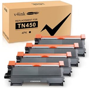 v4ink compatible replacement for brother tn450 tn420 black toner cartridge high yield to use for hl-2240d hl-2270dw hl-2280dw mfc-7360n mfc-7860dw intellifax 2840 2940 4-packs