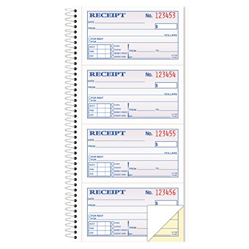 TOPS Money/Rent Receipt Book, 2-Part, Carbonless, 11 x 5.25 Inches, 4 Receipts/Page, 200 Sets per Book (4161) , White