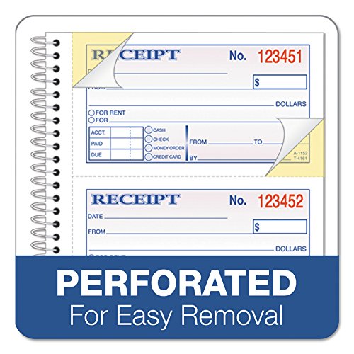 TOPS Money/Rent Receipt Book, 2-Part, Carbonless, 11 x 5.25 Inches, 4 Receipts/Page, 200 Sets per Book (4161) , White