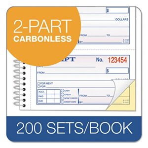 TOPS Money/Rent Receipt Book, 2-Part, Carbonless, 11 x 5.25 Inches, 4 Receipts/Page, 200 Sets per Book (4161) , White